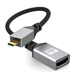 CLAVOOP Micro HDMI to HDMI Adapter, HDMI 2.0 Female to Micro HDMI Male Cable Adapter 4K@60Hz HDR 3D 18Gbps Compatible for Raspberry Pi 4 GoPro Black Hero7 Camera 7R A6000 B500 - Grey