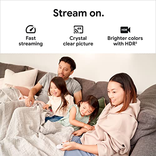 Chromecast with Google TV (4K)- Streaming Stick Entertainment with Voice Search - Watch Movies, Shows, and Live TV in 4K HDR - Snow