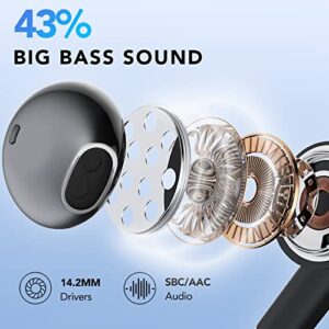 CASCHO Bluetooth Headphones 5.3, 37H with LED Charging Case, CVC8.0 Clear Call, Wireless Earbuds Built-in 4 Micrs, Deep Bass, USB-C, IPX7 Waterproof, Headphones for Sports and Work.