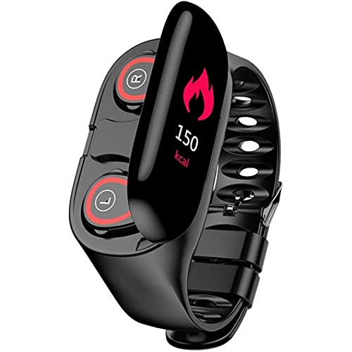 M1 2 in 1 Smart Bracelet Wireless Bluetooth Headset Combo Running Music Wristband Earphone Heart Rate Blood Pressure Fitness Tracker (Black)