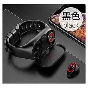 M1 2 in 1 Smart Bracelet Wireless Bluetooth Headset Combo Running Music Wristband Earphone Heart Rate Blood Pressure Fitness Tracker (Black)