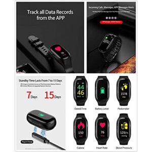 M1 2 in 1 Smart Bracelet Wireless Bluetooth Headset Combo Running Music Wristband Earphone Heart Rate Blood Pressure Fitness Tracker (Black)