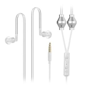 HOVTOIL Air Tube Earphone 3.5mm Universal Anti-Radiation Binaural Air Tube Earphones with Mic Compatible with iPhone High Performance White