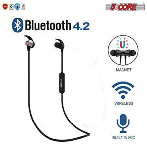 5 CORE Premium Bluetooth Earbuds Neckband Magnetic Bluetooth Headphones Wireless Bluetooth 5.0 Headphones Sweat Proof & IPX7 Waterproof Earphones 12 Hours Playtime for Gym Workout EP02 B