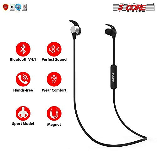 5 CORE Premium Bluetooth Earbuds Neckband Magnetic Bluetooth Headphones Wireless Bluetooth 5.0 Headphones Sweat Proof & IPX7 Waterproof Earphones 12 Hours Playtime for Gym Workout EP02 B