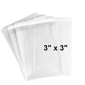 200 pack 3″ x 3″ clear resealable cellophane bags – 1.4 mil thick glossy self seal cello bag for gifts, food, soap, candles and bakery goods