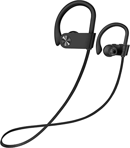 NEBONS Bluetooth Headphones, Running Wireless Sport Earbuds, V5.0 IPX7 Waterproof, HiFi Bass Stereo Sweatproof Earphones W/Mic, 12 Hours Play time, Noise Cancelling Headset for Workout,Gym, Blackgrey