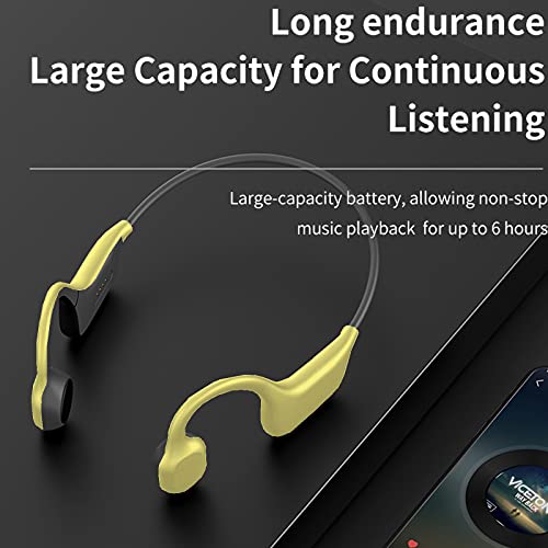 Yellow Sports Bone Conduction Headphones Bluetooth Wireless Open Ear Earbuds Waterproof Headset with Microphone Earhook Sweatproof Podcast Earphones Lightweight for Jogging Workout Running Cycling