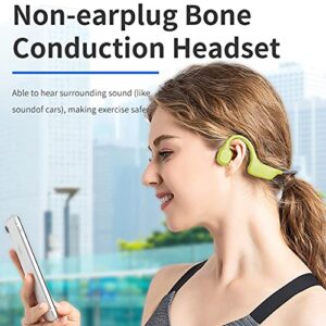 Yellow Sports Bone Conduction Headphones Bluetooth Wireless Open Ear Earbuds Waterproof Headset with Microphone Earhook Sweatproof Podcast Earphones Lightweight for Jogging Workout Running Cycling