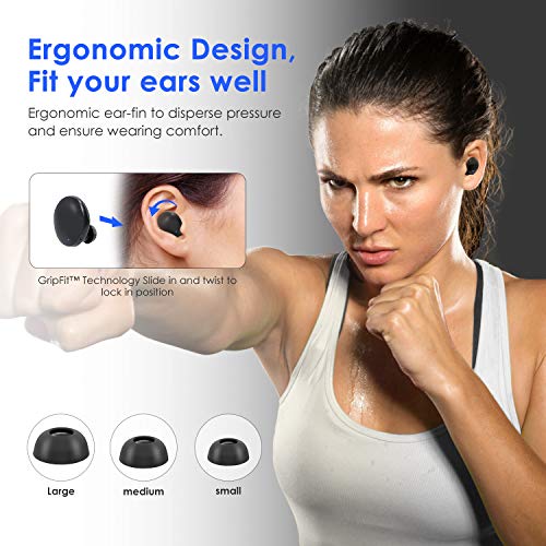 GIM Wireless Sport Earbuds with Charging Case,True Mini Wireless Earbuds with IPX5 Waterproof Built in Mic Headset Compatible iOS Android Smartphone.