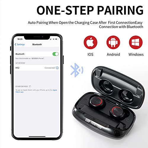 TUMWOVE Wireless Earbuds Bluetooth Earbuds Headphones with LED Charging Case Low Latency Bluetooth 5.0 3D Stereo Sound IPX7 Waterproof 2000mAh Battery Deep Bass Sound 90H Playtime for Android iOS