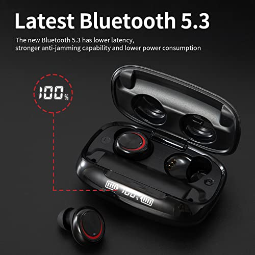 TUMWOVE Wireless Earbuds Bluetooth Earbuds Headphones with LED Charging Case Low Latency Bluetooth 5.0 3D Stereo Sound IPX7 Waterproof 2000mAh Battery Deep Bass Sound 90H Playtime for Android iOS