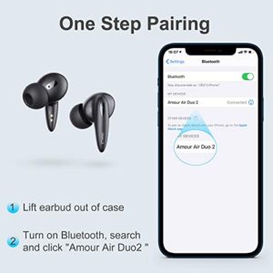 iWALK AmourDuo PlusWireless Earbuds Compatible with iPhone, Bluetooth Earbuds with Charging Case 10mm Drivers Deep Bass & Clear Mids Highs,20H Playtime Mono & Twin Modes Touch Control Compact & 4g