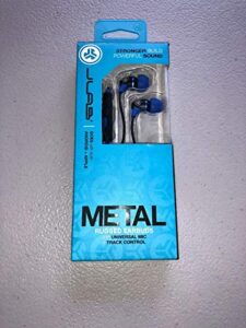 jlab jbuds metal earbuds, black/electric blue