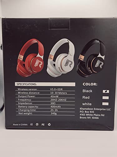 RHYTHM Wireless Headphones HD Sound Quality with Extra XBASS Wired & Bluetooth Microphone: Built in Playback Control, Black