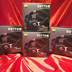 RHYTHM Wireless Headphones HD Sound Quality with Extra XBASS Wired & Bluetooth Microphone: Built in Playback Control, Black