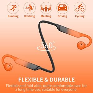 WESADN Bone Conduction Headphones Bluetooth Wireless Open Ear Headphones Build in Microphone Stereo Sport Workout Headset Earphones for Running Cycling Hiking Driving for iPhone Android K9 Orange