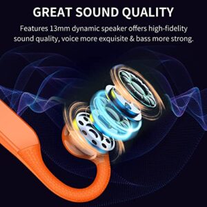 WESADN Bone Conduction Headphones Bluetooth Wireless Open Ear Headphones Build in Microphone Stereo Sport Workout Headset Earphones for Running Cycling Hiking Driving for iPhone Android K9 Orange