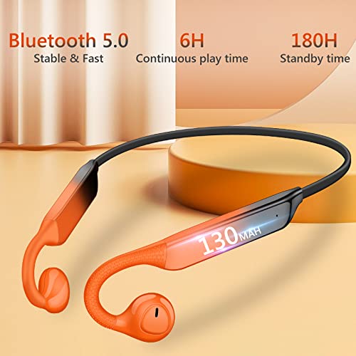 WESADN Bone Conduction Headphones Bluetooth Wireless Open Ear Headphones Build in Microphone Stereo Sport Workout Headset Earphones for Running Cycling Hiking Driving for iPhone Android K9 Orange