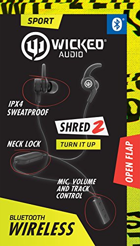 Wicked Audio Shred2 — Wireless Bluetooth Sweat Proof Earbud — Noise Isolating Wireless Earbuds Bluetooth Headphones, Workout and Running Headphones with Microphone and Track Control — Lime Freak