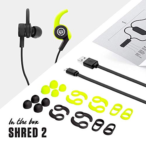 Wicked Audio Shred2 — Wireless Bluetooth Sweat Proof Earbud — Noise Isolating Wireless Earbuds Bluetooth Headphones, Workout and Running Headphones with Microphone and Track Control — Lime Freak