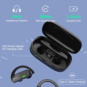 DACOM Bone Conduction Headphones Half in-Ear True Wireless Bluetooth Earbuds with Earhooks 26 Hrs Playtime with Charging Case Open Ear Sport Earphones with Mic Headset for Running Workout Black