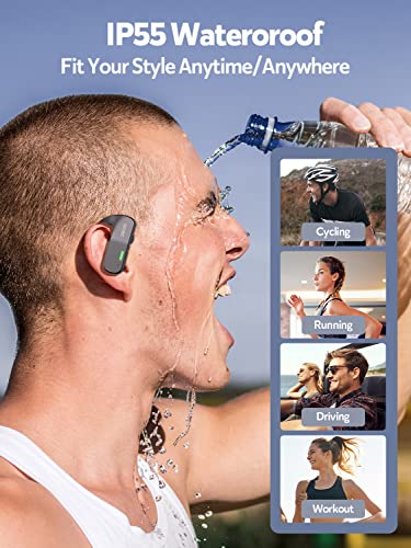 DACOM Bone Conduction Headphones Half in-Ear True Wireless Bluetooth Earbuds with Earhooks 26 Hrs Playtime with Charging Case Open Ear Sport Earphones with Mic Headset for Running Workout Black