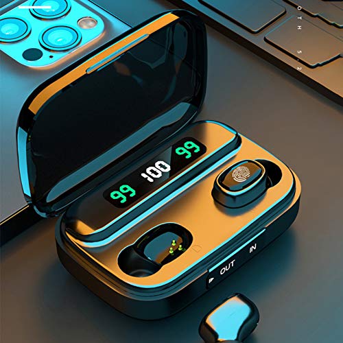 Heave Bluetooth 5.1 Wireless Active Noise Cancelling Mic Headset Earbuds,6 Hours Playback Time in Ear Ear Bud Earphone with Charging Case for Sport Travel Gym Workout Blue