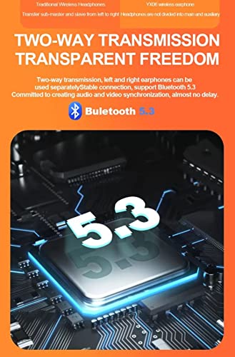 True Wireless Bluetooth 5.3 Smart Chip Transparent Earbuds Pure Bass Waterproof Universal Built-in Mic Headphones (Sour Apple)