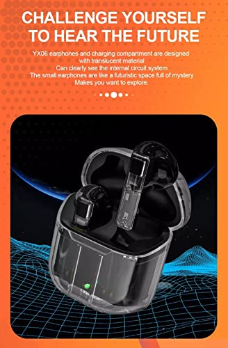 True Wireless Bluetooth 5.3 Smart Chip Transparent Earbuds Pure Bass Waterproof Universal Built-in Mic Headphones (Sour Apple)