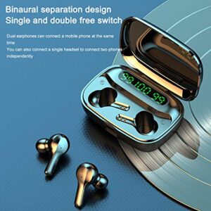 Dyllutrwhe Earphones Bluetooth Wireless R3 TWS Waterproof Bluetooth 5.0 Wireless HiFi Stereo Earphones with Microphone Black