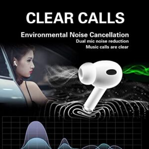 Wireless Earbuds Bluetooth 5.3 IPX7 Waterproof Stereo Earphones Long Battery with Mic Noise Reduction Bluetooth Headphones with Charging Case for iPhone Android Phone White