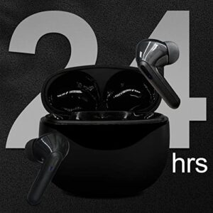 True Wireless Earbuds Bluetooth 5.1 Wireless Headphones with Microphone, IPX7 Waterproof, Charging Case LED Power Display, Deep Bass Crystal-Clear Calls Headset for Sports and Work (BLACK)