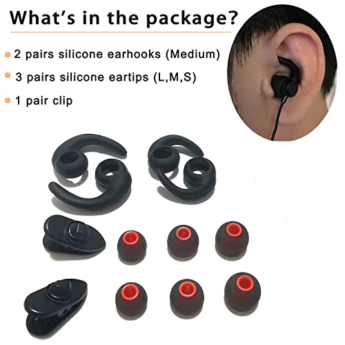 Luckvan Replacement Earbuds Tips Anti Slip Silicone Earhooks Earbuds Cover Eartips Fins Wings Earphones Stabilizer for in-Ear and Ear Canal Earbuds M