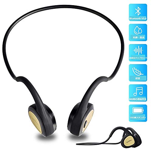 LonFine Air Open Ear Wireless Bone Conduction Headphones, Built-in Microphones Lightweight Sweat Resistant Bluetooth Headsets for Running Cycling Hiking & Outdoor Calls, Painless Wearing