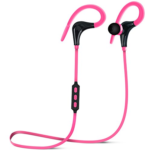 HyperGear Marathon Sport Wireless Bluetooth Earphones. Hands-free Music + Mic For Calls. Secure Fit & sweatproof For The Gym, Running & Walking (Pink)