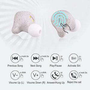 Slowbull Wireless Earbuds Bluetooth Headphones, Smart Touch Wireless Charging Bluetooth Earbuds Built-in Mic Stereo Wireless Headphones for Small Ears Compatible with iPhone, Android, Smartphone, PC