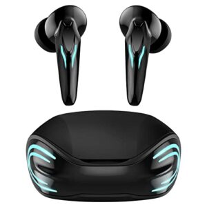 kenkuo wireless gaming earbuds, active noise cancelling bluetooth headphones, 60ms ultra low-latency for gaming, enc call noise cancelling bluetooth 5.1 with deep bass, ipx6 waterproof, black