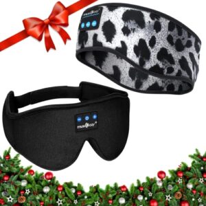 musicozy sleep headphones bluetooth headband sleeping headphones sleep mask, wireless sleep mask earbuds for side sleepers men women nap air travel cool tech gadgets unique gifts boys girls 2 packs