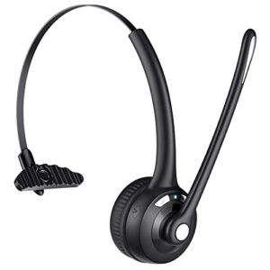 calhuber wireless truck driver cell phone headset with microphone, cvc6.0 noise cancelling for clear call, bluetooth 5.0, up black