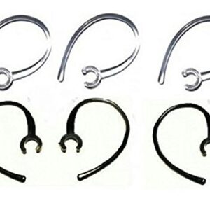 Set of 6 Replacement Bluetooth Ear Loop Hook Clip Clear/Black (6mm) Comes with Free How to Live Stress Free Ebook