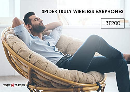 Spider Truly Wireless Bluetooth Earphones BT200, Black, A-EMIC-BT200