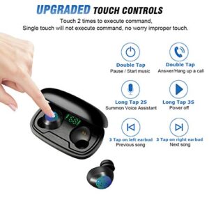 WELUV Wireless Earbuds in-Ear Bluetooth 5.0 Stereo Sound HiFi Touch Control TWS Earphones with Charging case Noise Cancellation Deep Bass Headphones Waterproof for Sport Workout Office Gym