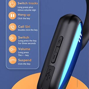 Bone Conduction Headphones Open Ear Wireless Bluetooth 5.2 Sports Headset Waterproof Earbuds with Microphone Long Battery Life Neckband for Running Workout Cycling Android iOS