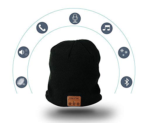 ChenFec Bluetooth 5.0 Beanie Hat Wireless Headphone Beanie caps Built-in Mic&Speaker Hands Free for Women & Men Outdoor Sport-Black