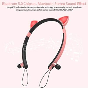 Bluetooth Headphones Neckband Cat-Ear Wireless Sport Earbuds, IPX5 Sweat and Water Resistant HiFi Stereo Ultra Comfort Fit for Gym Running Compatible with iOS Android (Purple)