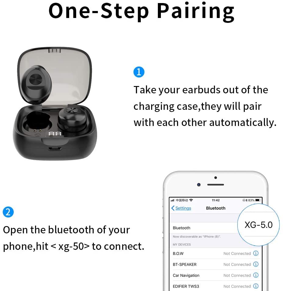 Bluetooth 5.0 Wireless Earbuds,Deep Bass Sound 15H Playtime IPX5 Waterproof Earphones Call Clear with Microphone in-Ear Stereo Headphones Comfortable for iPhone, Android 27