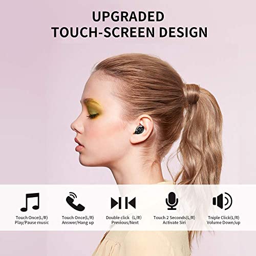 Bluetooth 5.0 Wireless Earbuds,Deep Bass Sound 15H Playtime IPX5 Waterproof Earphones Call Clear with Microphone in-Ear Stereo Headphones Comfortable for iPhone, Android 27