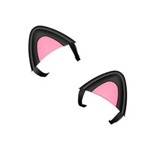 WskLinft 1 Pair Headphone Cat Ear Eye-catching Skin-Friendly Bluetooth-Compatible Headset Silicone Kitty Ear Decoration BT Headset Accessories Black