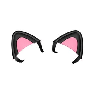 WskLinft 1 Pair Headphone Cat Ear Eye-catching Skin-Friendly Bluetooth-Compatible Headset Silicone Kitty Ear Decoration BT Headset Accessories Black